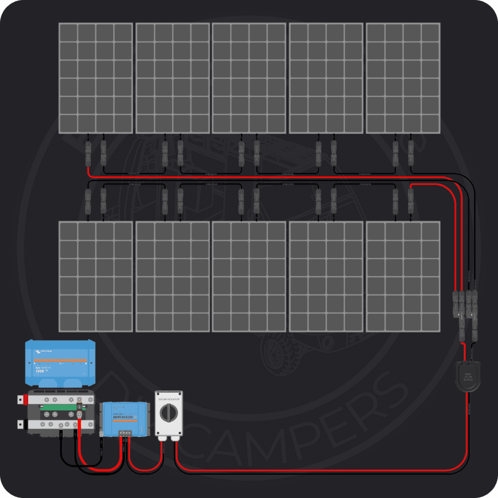 1000W Solar Charging Wiring Kit (10x 100W | 12V Battery Bank ...