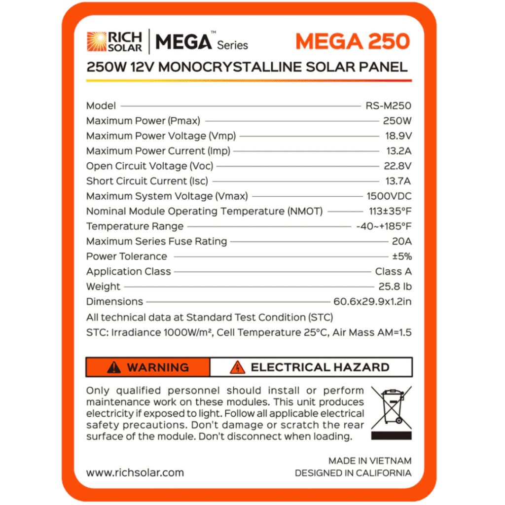 Rich Solar Mega 250 Watt 12 Volt Solar Panel - EXPLORIST.life