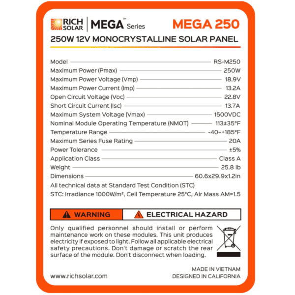 Rich Solar Mega 250 Watt 12 Volt Solar Panel - EXPLORIST.life