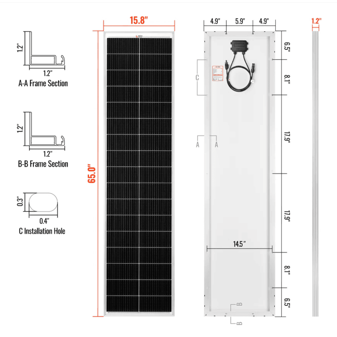 Rich Solar Mega Slim 130 Watt 12 Volt Solar Panel - EXPLORIST.life